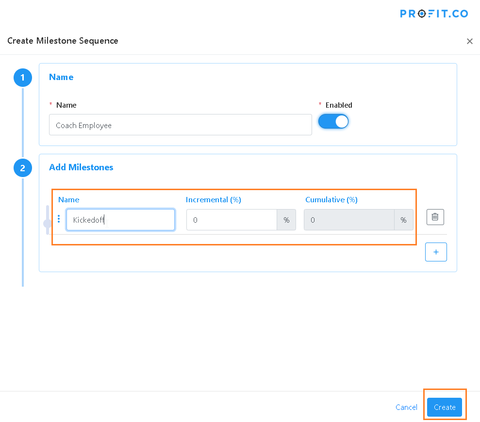 How to set-up a new milestone sequence | Profit.co